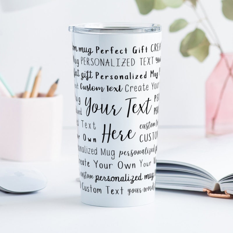 Custom Word Text Cup - Etsy