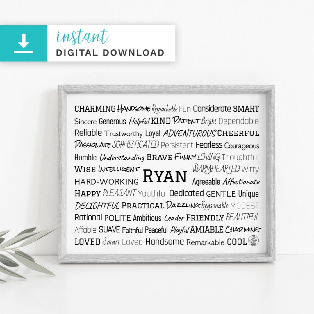 Ryan Printable Download Art | Personalized Unique Ryan Gift | Custom ...