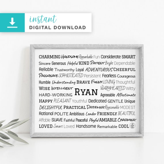 Ryan Printable Download Art Personalized Unique Ryan Gift - Etsy