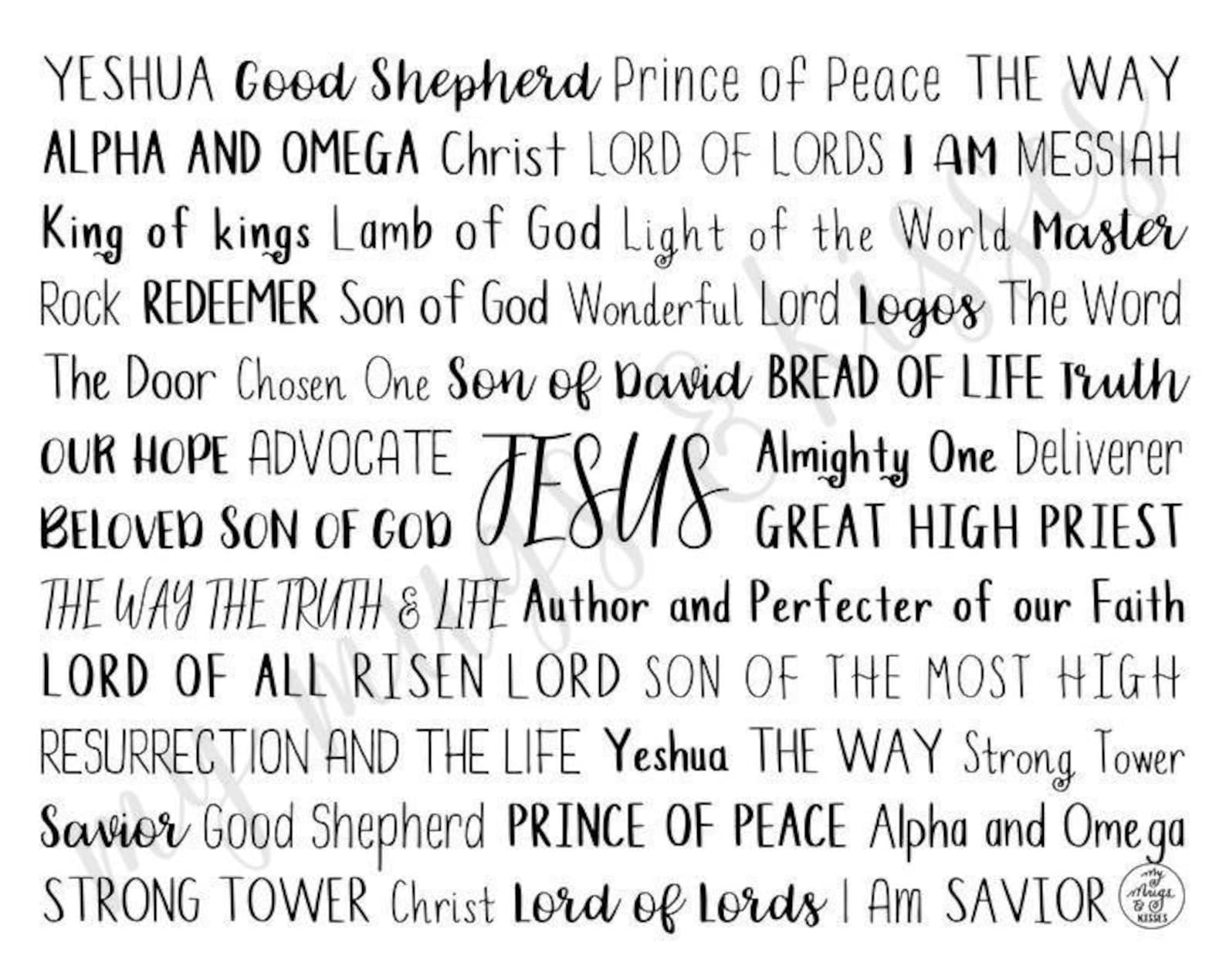 Names of Jesus Digital Download Digital Download Print - Etsy