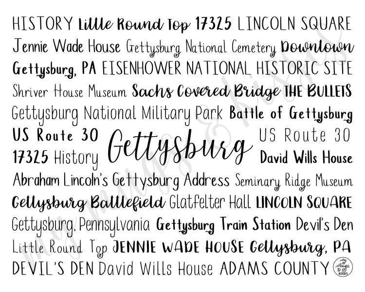 Personalized Gettysburg PA Printable Download Art Unique | Etsy