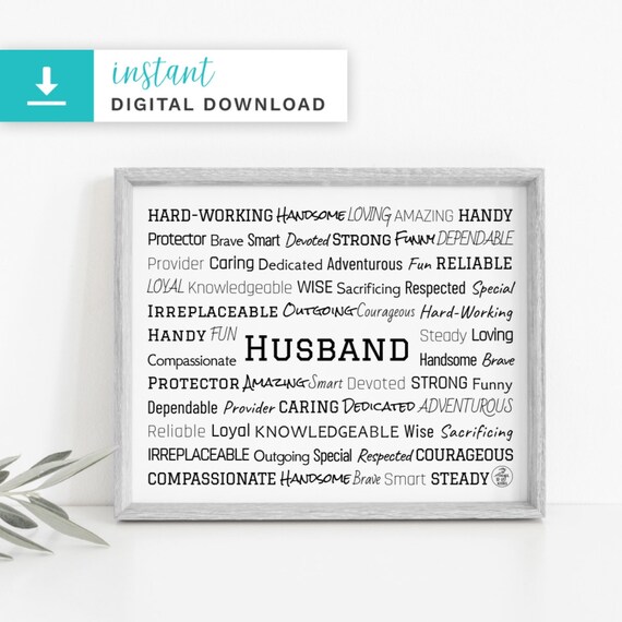 Personalized Husband Printable Download Art Unique Husband | Etsy