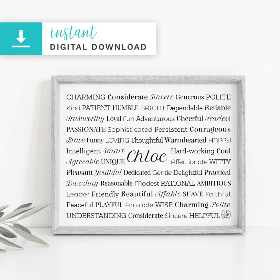 Chloe Printable Download Art | Personalized Unique Chloe Gift | Custom ...