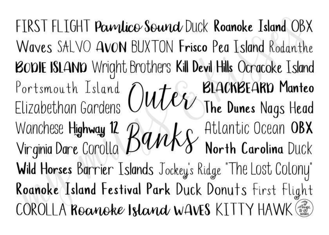 Personalized Outer Banks NC Printable Download Art Unique | Etsy