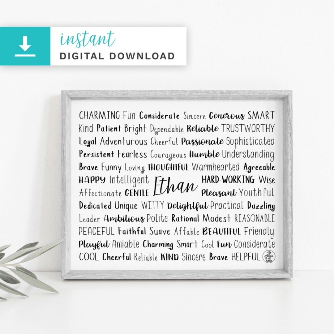 Ethan Printable Download Art | Personalized Unique Ethan Gift | Custom ...