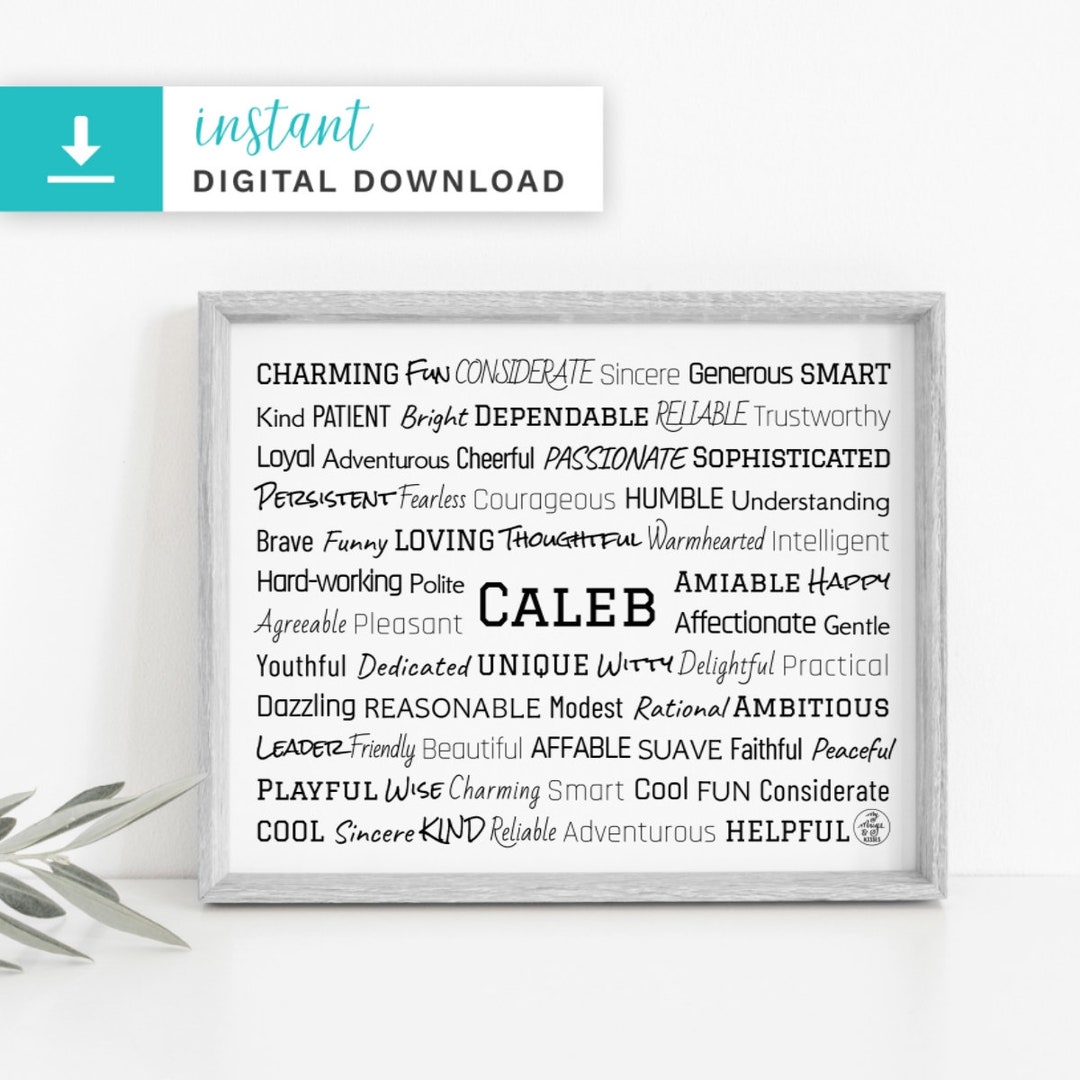 Caleb Printable Download Art | Personalized Unique Caleb Gift | Custom ...