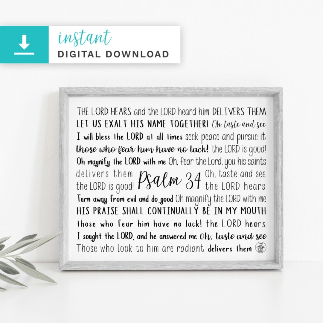 Psalm 34 Digital Download | Digital Download Print | Printable Art ...