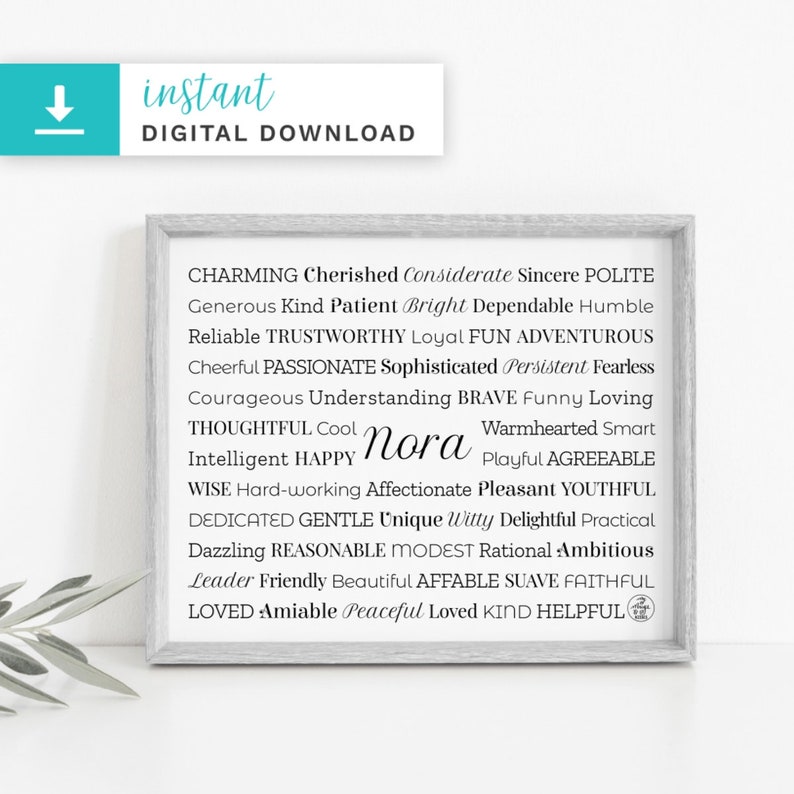 Nora Printable Download Art Personalized Unique Nora Gift | Etsy