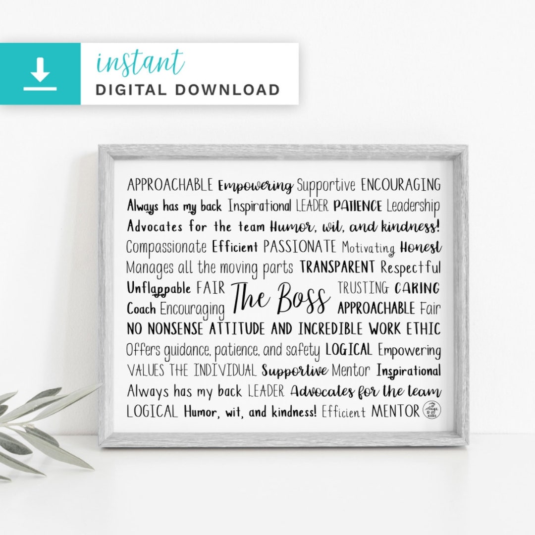 Boss Digital Download | Boss | Printable Download Art | Manager Gift ...