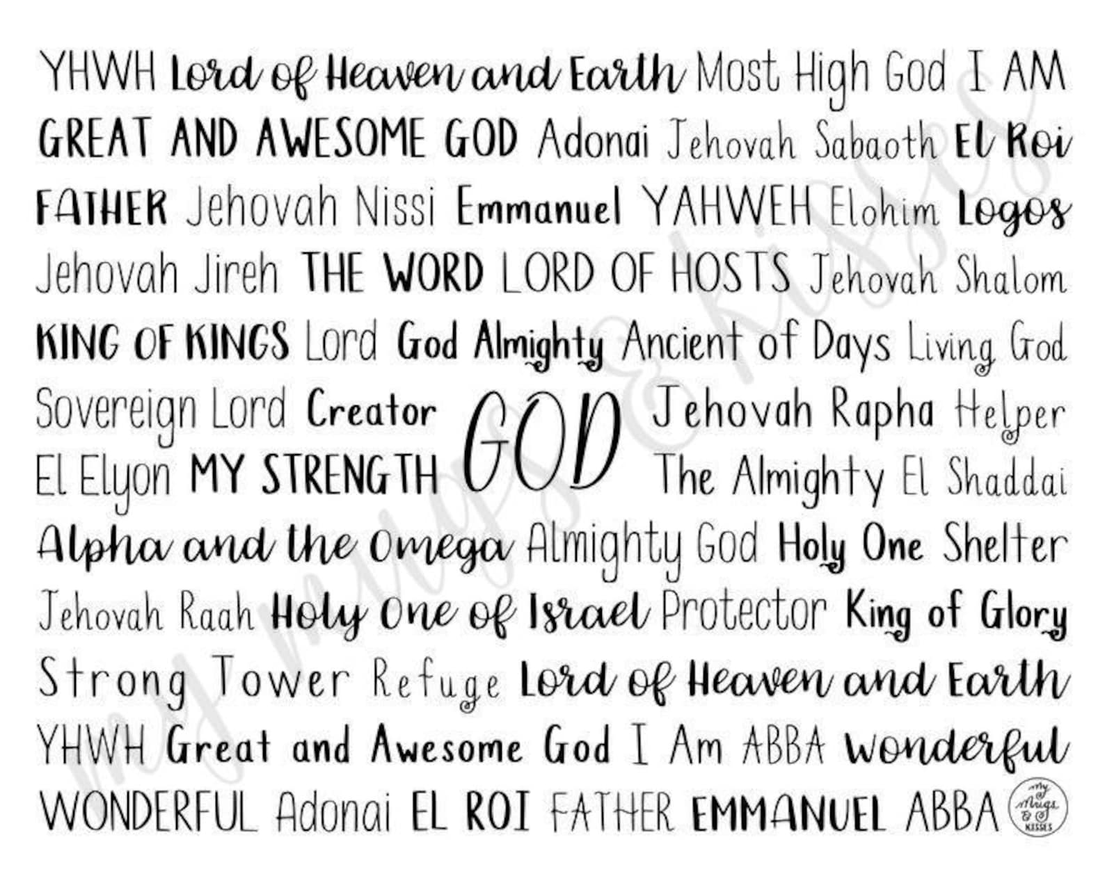 Names of God Digital Download Digital Download Print - Etsy