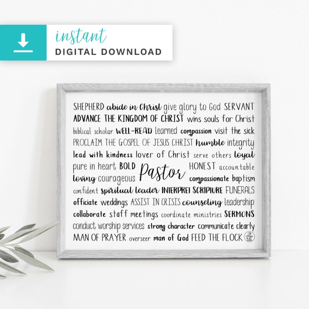 Pastor Digital Download | Printable Art Print | Instant Download | Home ...