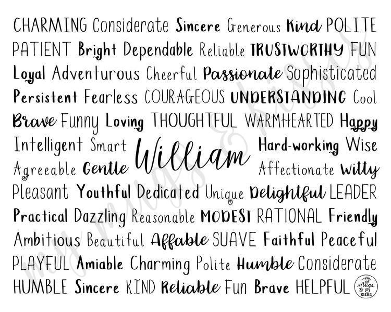 William Printable Download Art Personalized Unique William | Etsy
