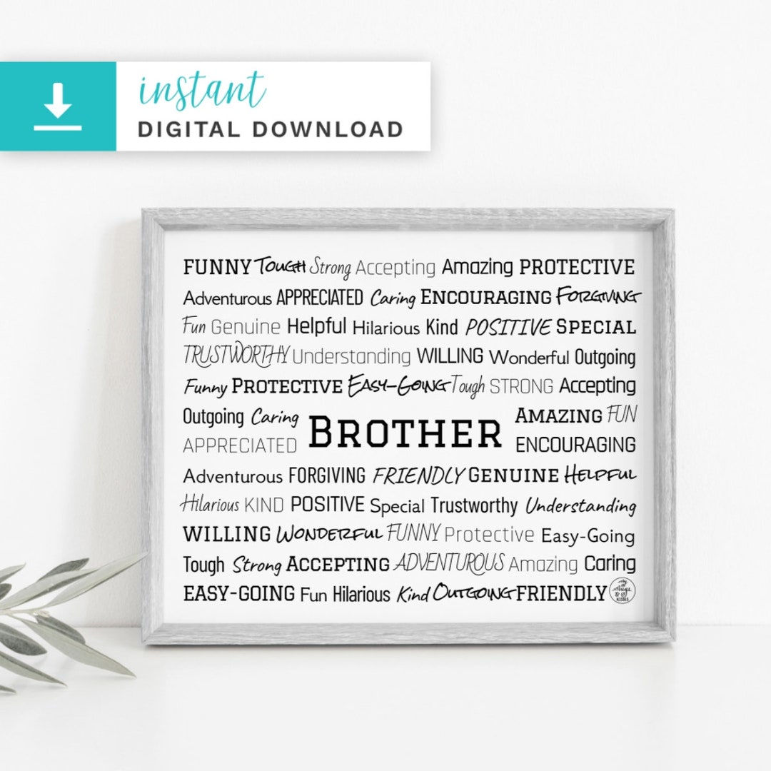 Personalized Brother Printable Download Art Unique Brother Gift Custom ...