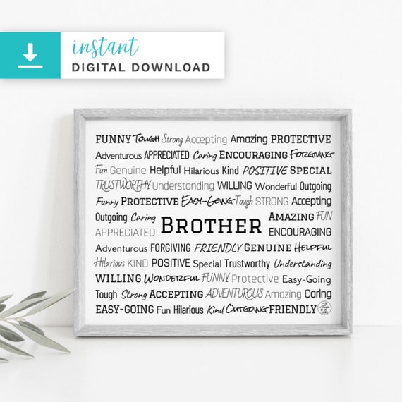 Personalized Brother Printable Download Art Unique Brother | Etsy