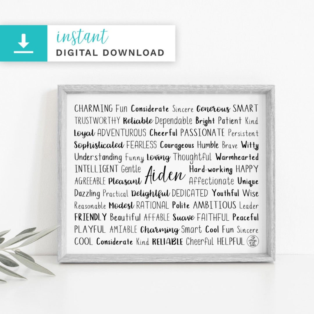 Aiden Printable Download Art | Personalized Unique Aiden Gift | Custom ...