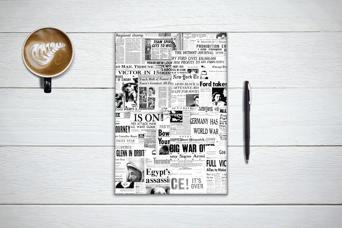 Newspaper Print Writing Journal and Vintage Notebook. Old - Etsy