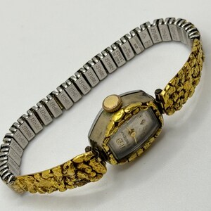 Vintage 1960s Genuine Gold Nugget BULOVA Ladies Watch - 10k Gold Panels ...