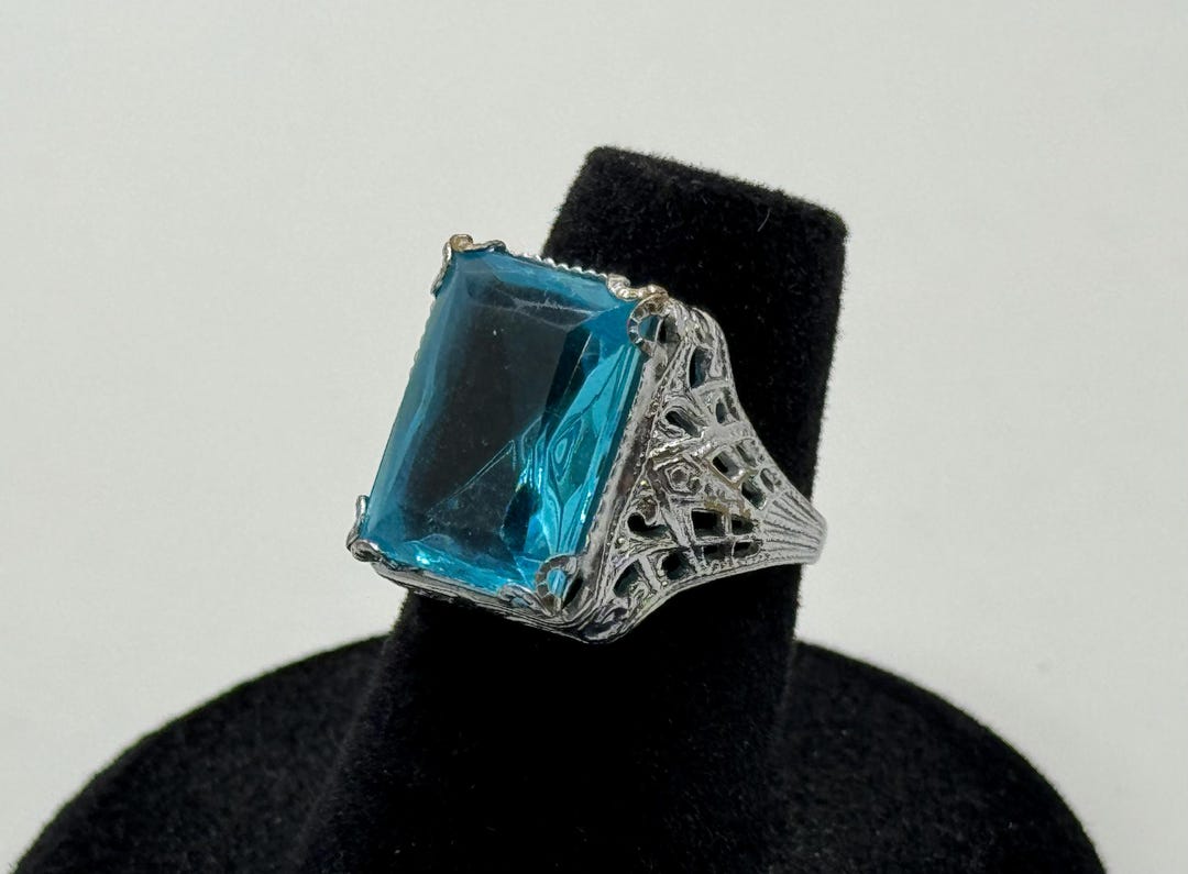 Antique NEMCO 1920s/30s Art Deco Ring - Filigree Silver Plated ...