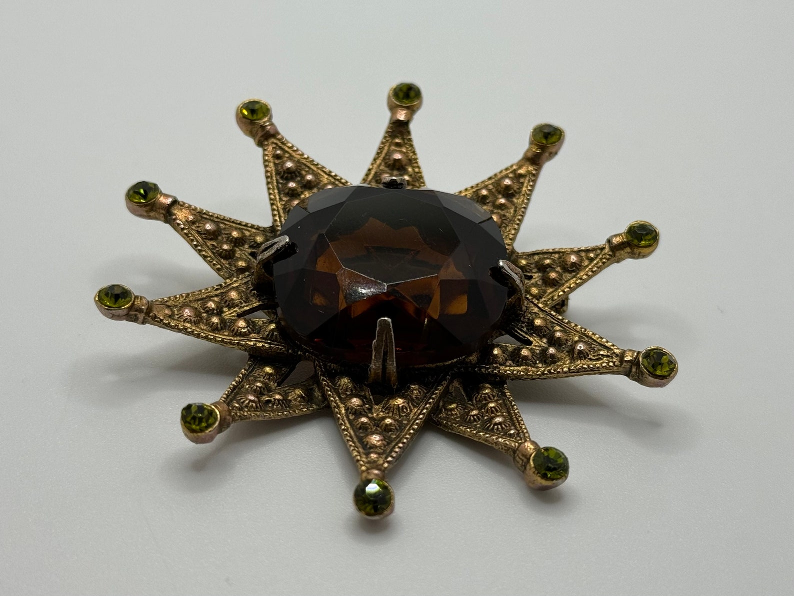 Vintage CAPRI Starburst Brooch With Smoky Quartz and Peridot Accents - Etsy