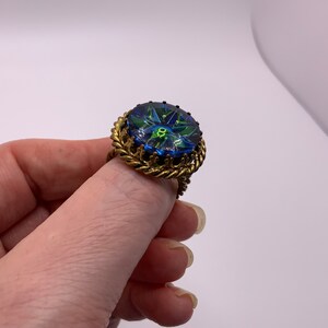 Vintage 1950s West Germany Ring - Art Glass - Trichroic Glass - Blue ...