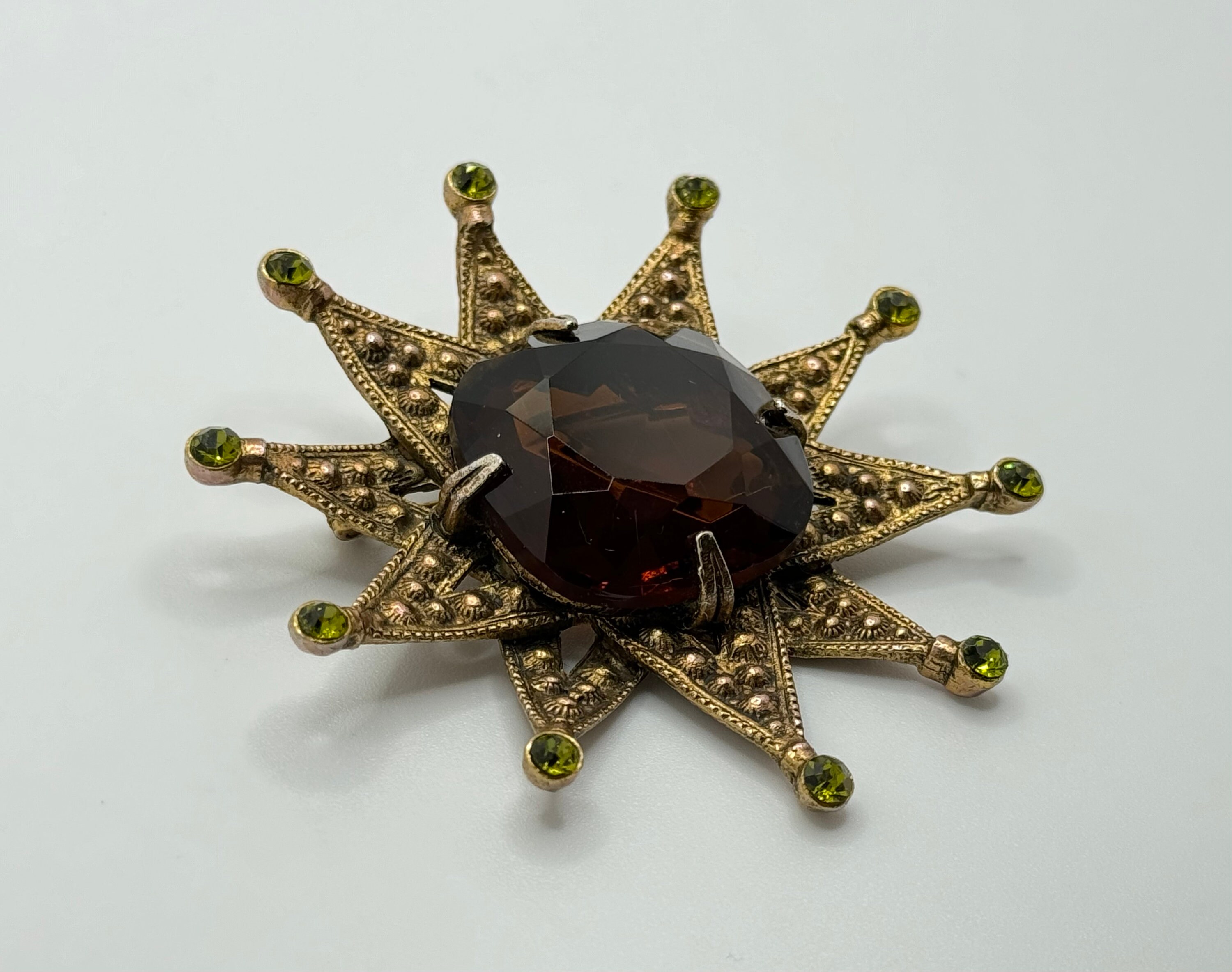 Vintage CAPRI Starburst Brooch With Smoky Quartz and Peridot Accents - Etsy