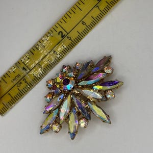 Vintage 1960s AB Rhinestone Brooch - Etsy