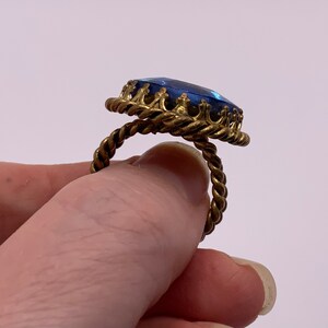 Vintage 1950s West Germany Ring - Art Glass - Trichroic Glass - Blue ...