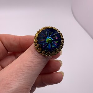 Vintage 1950s West Germany Ring - Art Glass - Trichroic Glass - Blue ...