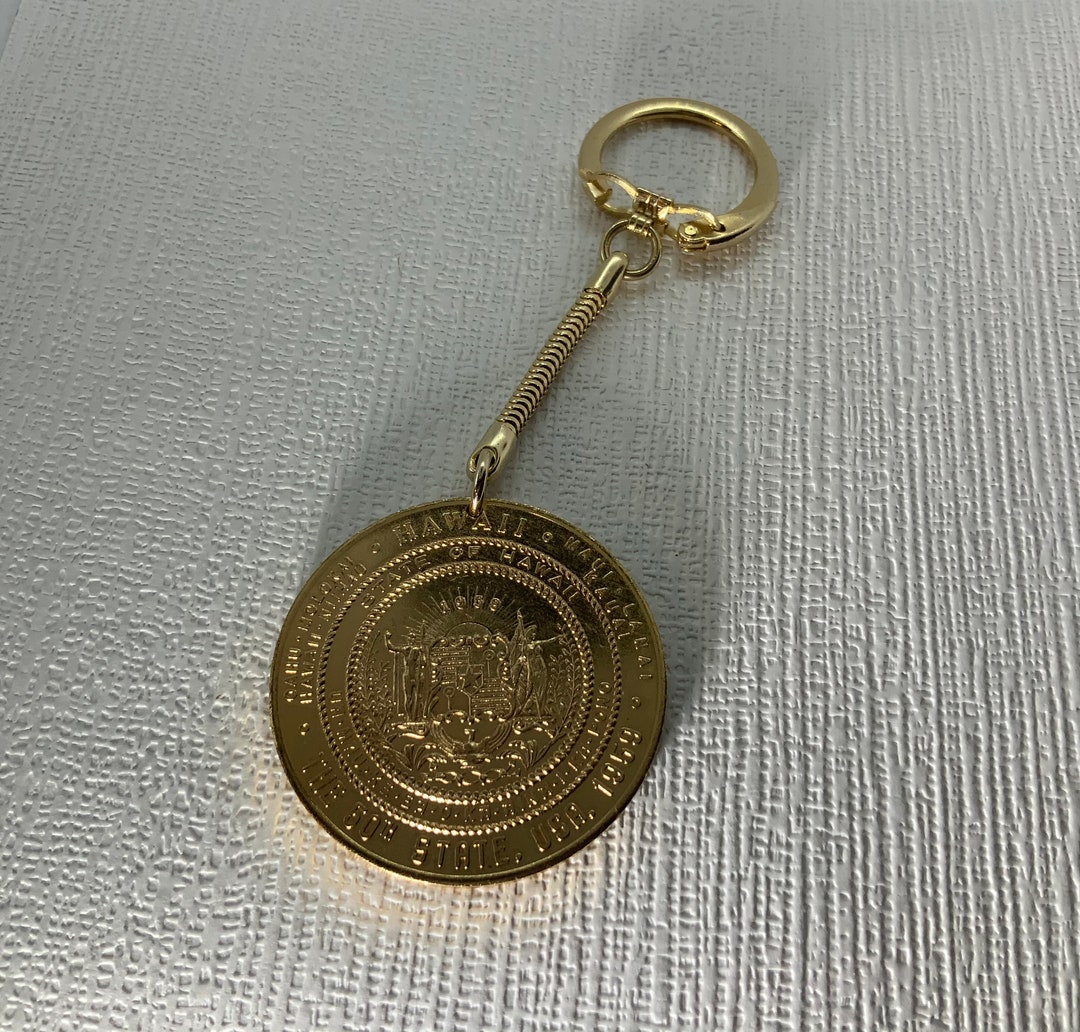 Vintage Collectors Hawaii 1959 Statehood Year Souvenir Coin Keychain - Etsy