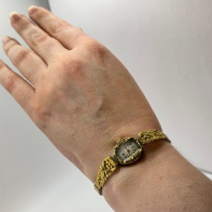 Vintage 1960s Genuine Gold Nugget BULOVA Ladies Watch - 10k Gold Panels ...