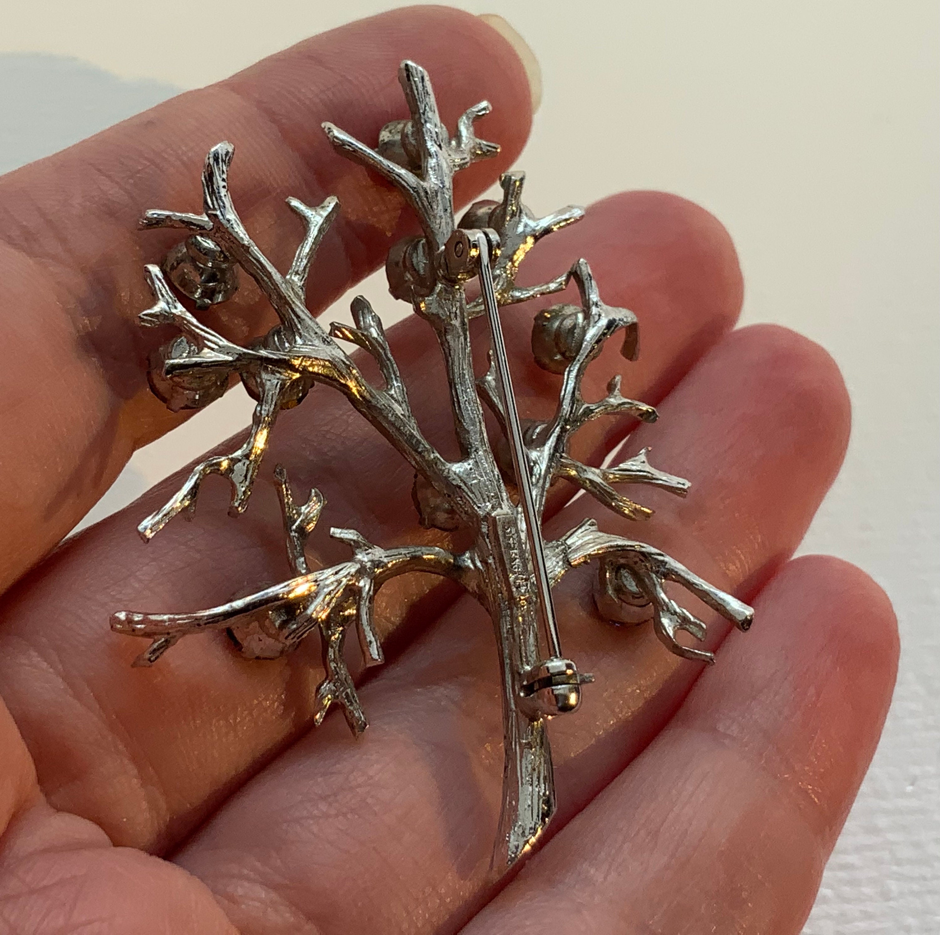 Vintage Signed Curtis Sterling Silver and Multi Colour Rhinestone Tree ...