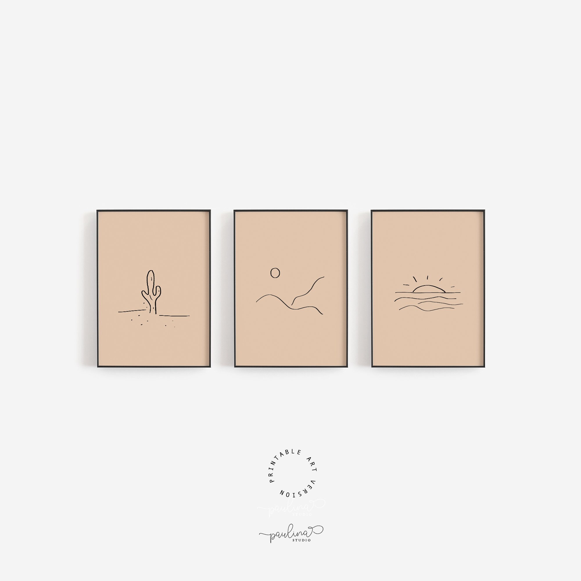 Set of 3 Line Drawings, Minimalist Art Prints, Abstract Art, Modern ...