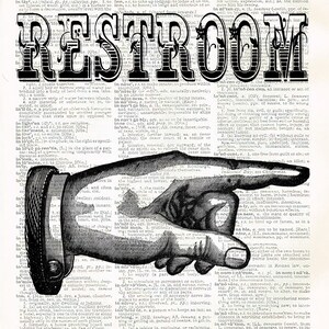 Restroom Sign Pointing Finger to the Right Bathroom Sign With - Etsy