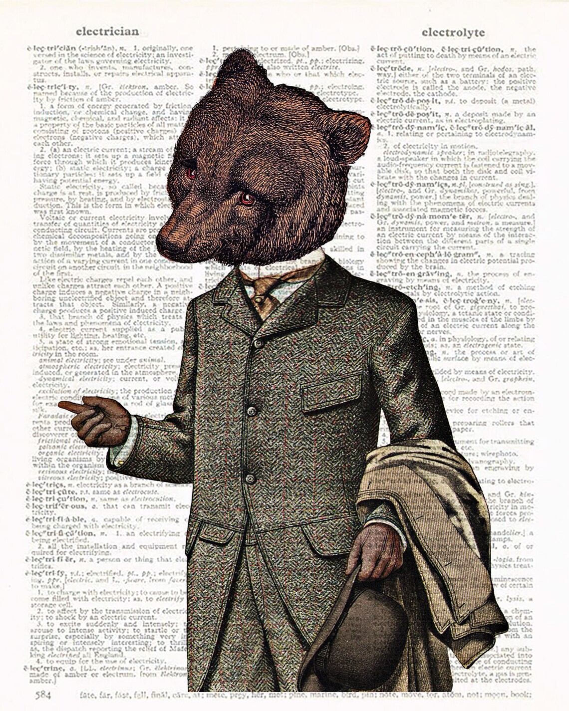 Gentleman Bear Woodland Animal in Suit Dapper Animal Art Print - Etsy