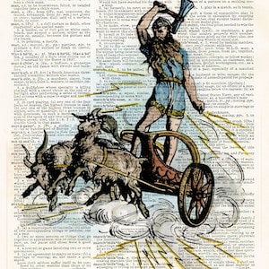 Thor Riding His Goat Drawn Chariot Making Lightning 19th Century Viking ...