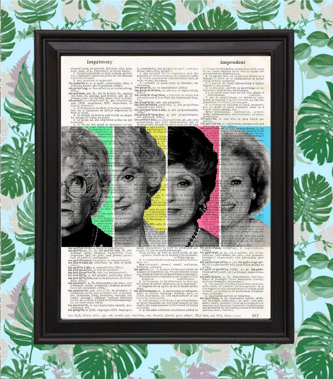 Golden Girls Pop Art on Vintage Dictionary Page Blanche Dorothy Rose ...