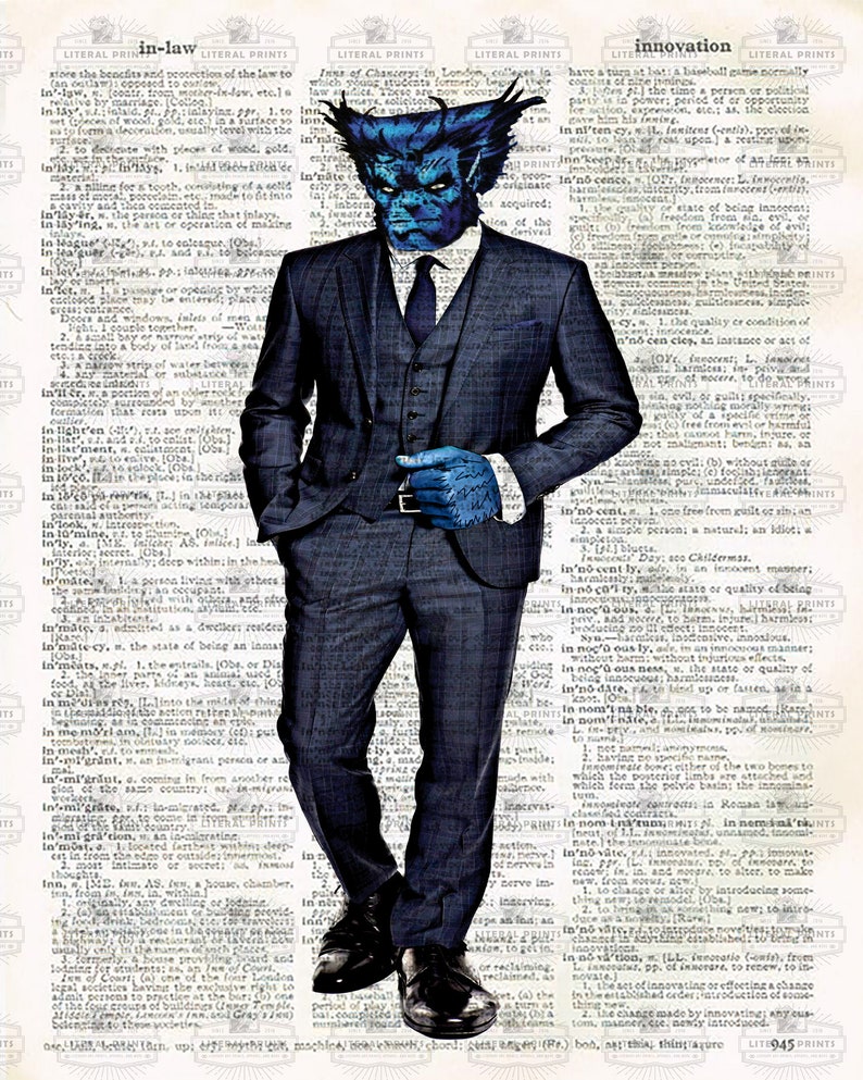 X-men Beast Wearing Suit Funny Marvel Superhero Poster - Etsy