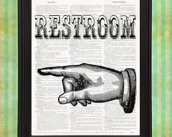 Restroom Sign Pointing Finger to the Right Bathroom Sign With | Etsy