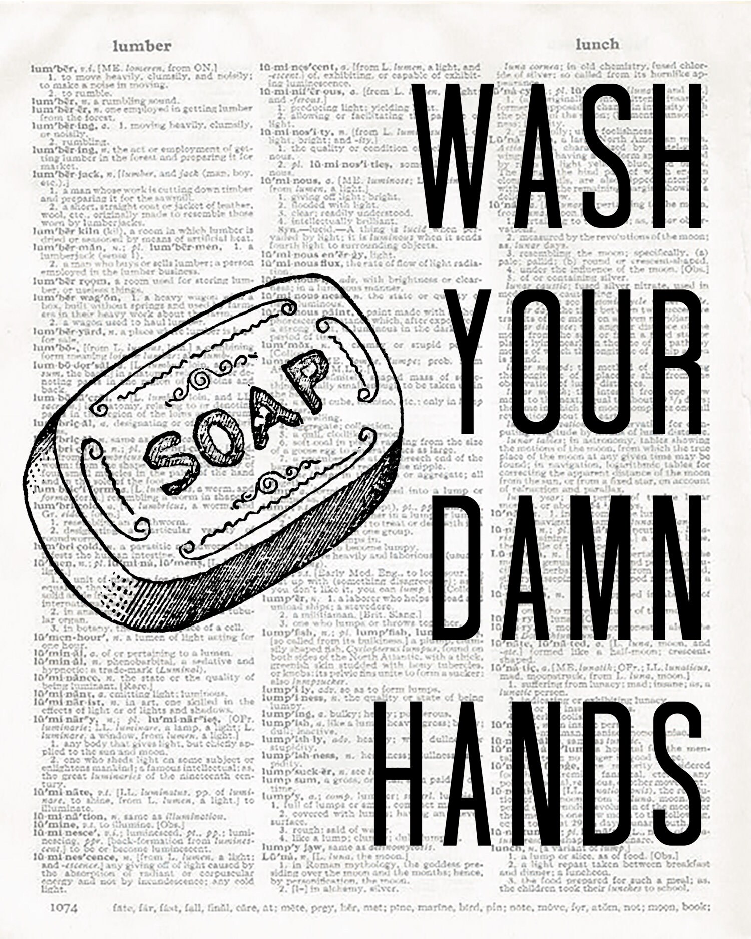 Bathroom Soap Sign wash Your Damn Hands Wall Art - Etsy