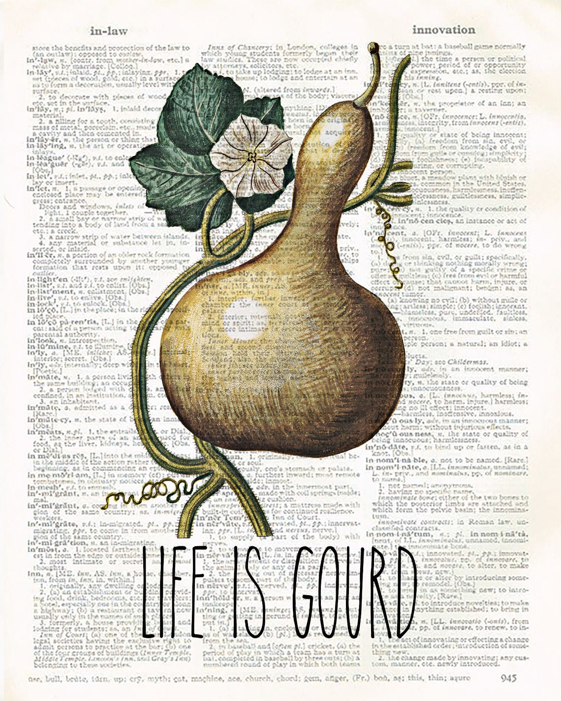 Life is Gourd Food Puns Print Unique Country Kitchen Decor Rae - Etsy