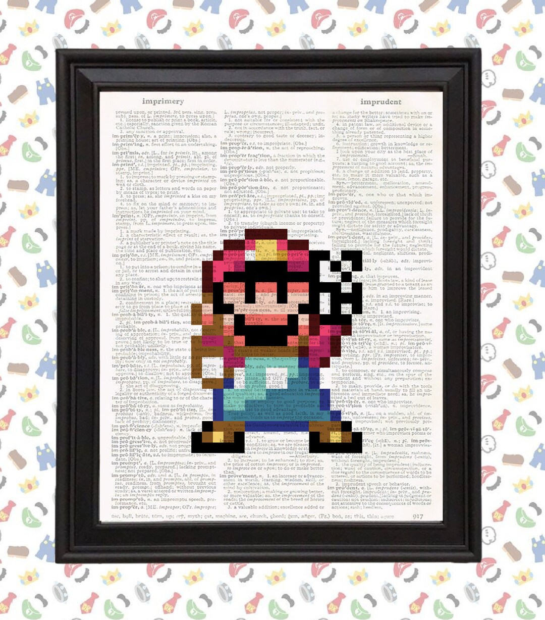 Small Mario World Print Peace Sign Super Mario Bros Pixel Graphic ...