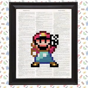 Small Mario World Print Peace Sign Super Mario Bros Pixel Graphic ...