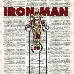 Iron Man in Flight on Vintage Dictionary Page Marvel - Etsy
