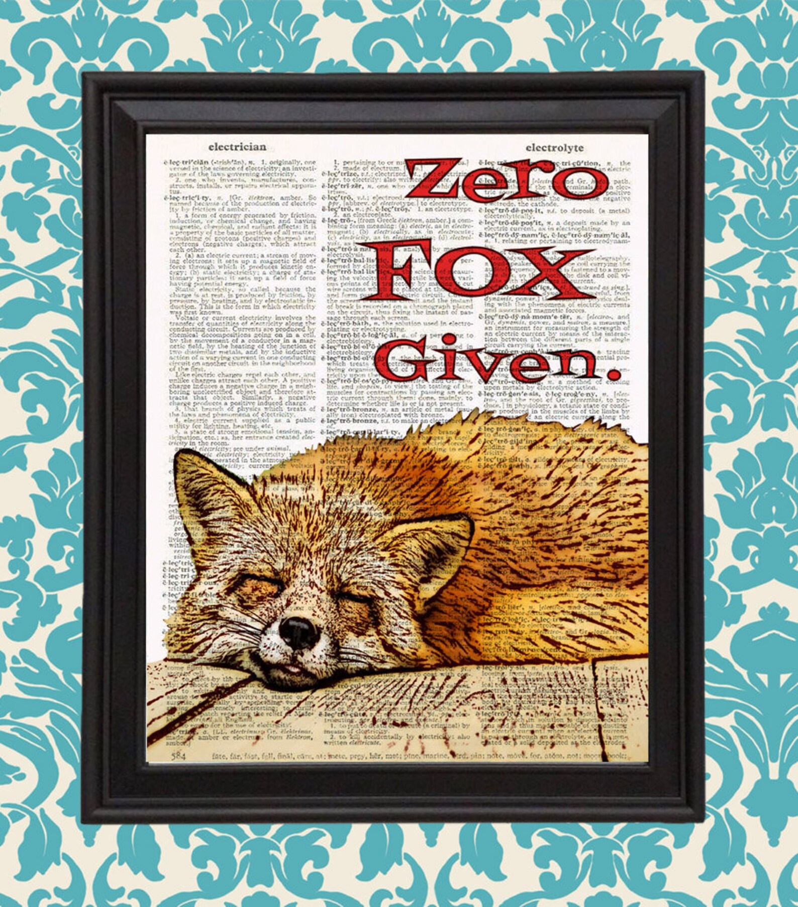 Zero FOX Given Funny Animal Art Red Fox Inspirational Quote | Etsy
