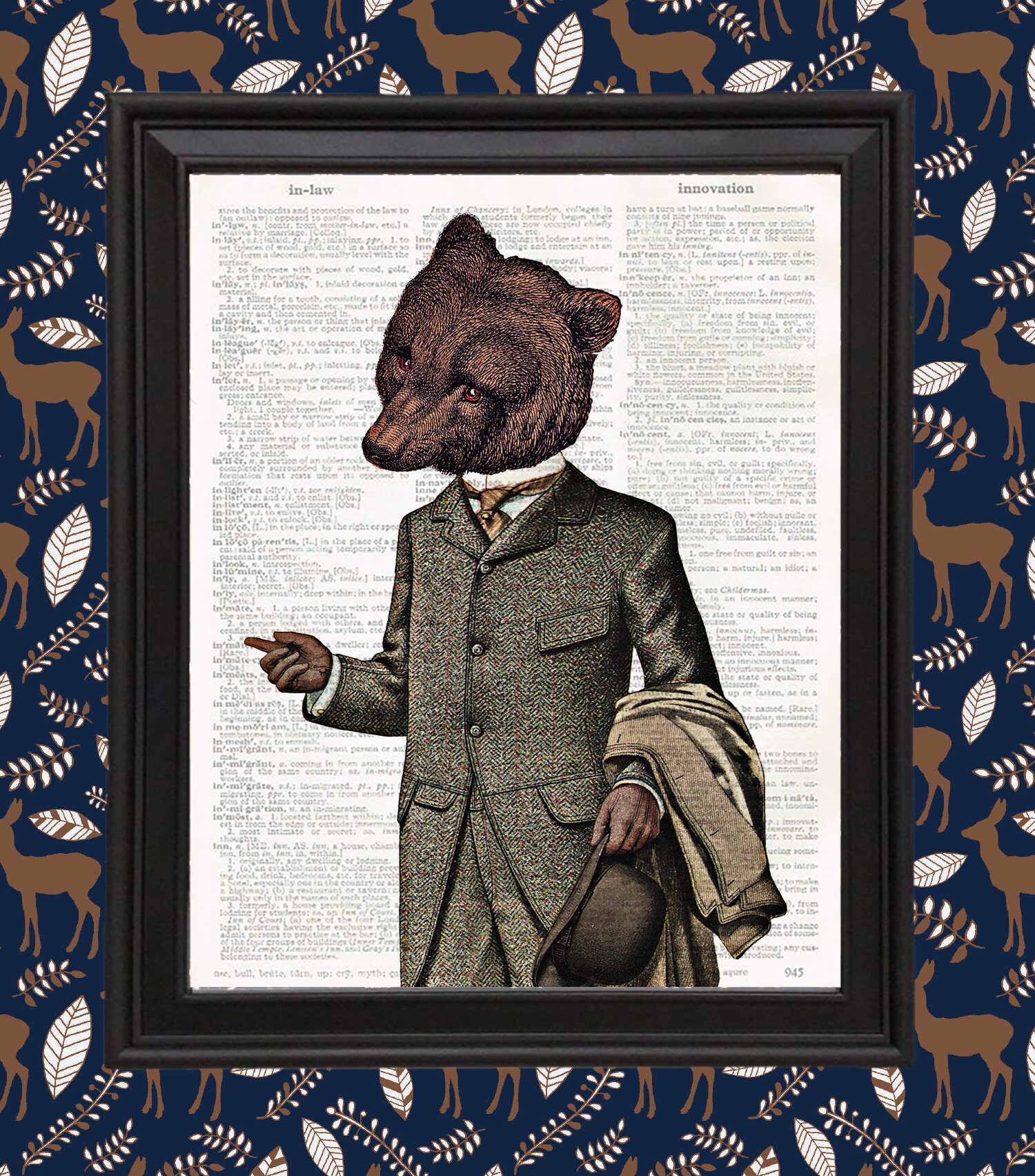 Gentleman Bear Woodland Animal in Suit Dapper Animal Art Print - Etsy