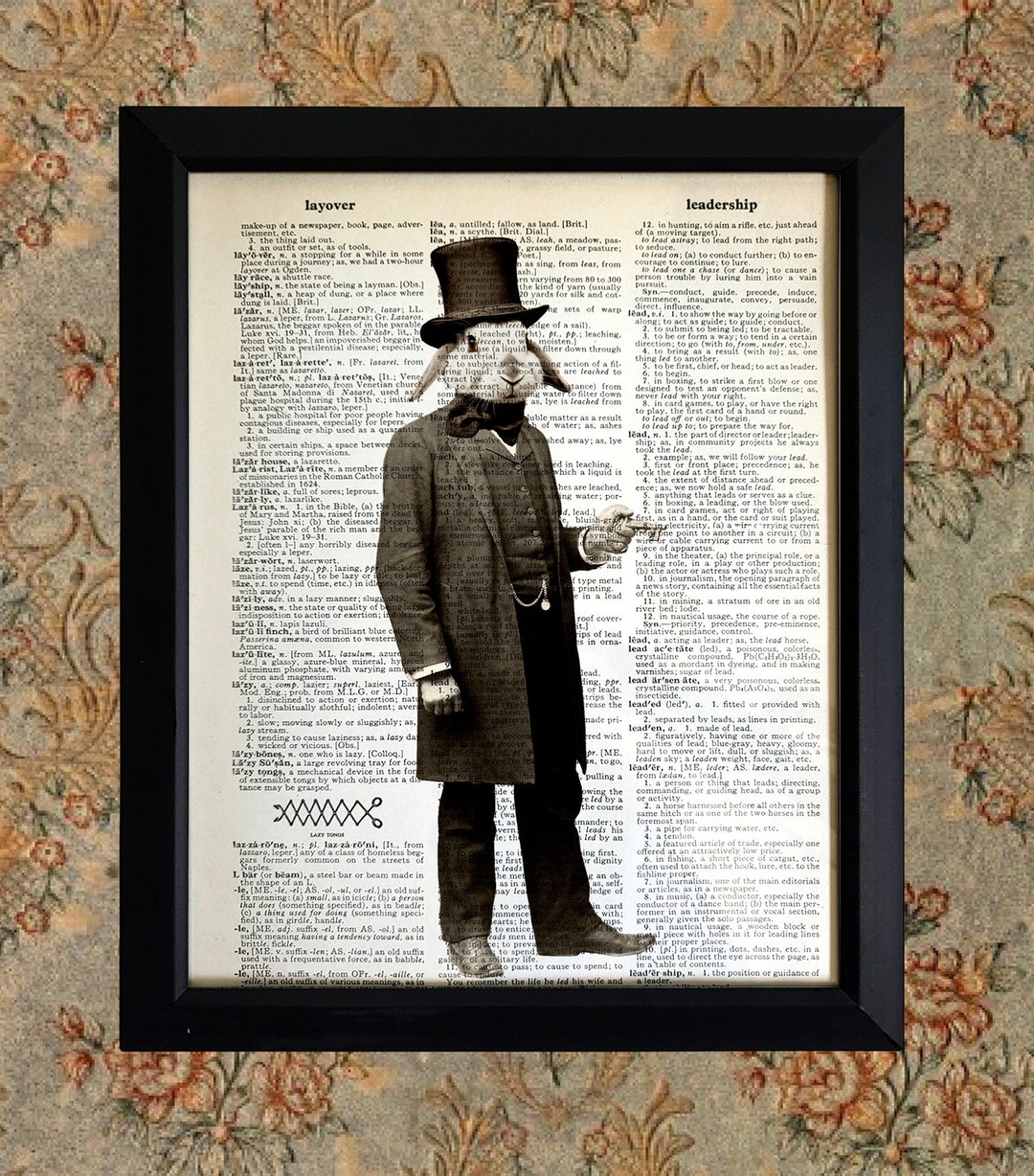 White Rabbit Gentleman Holding Key 8x10 Print on Vintage Dictionary ...