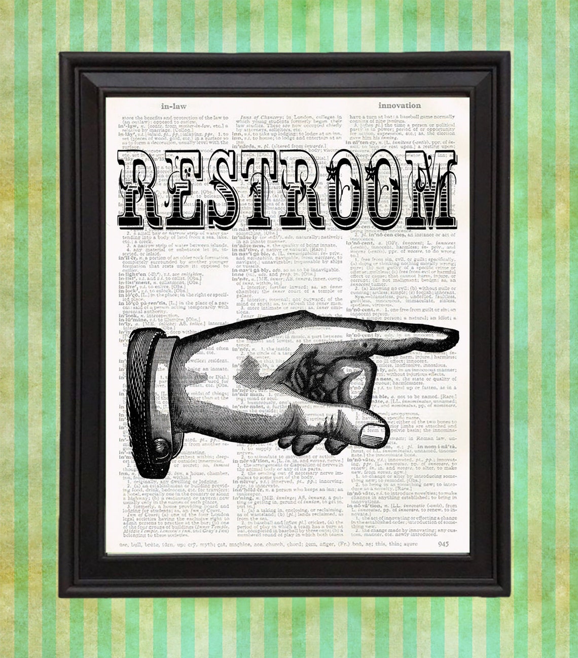 Restroom Sign Pointing Finger to the Right Bathroom Sign With | Etsy