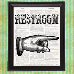 Restroom Sign Pointing Finger to the Right Bathroom Sign With - Etsy