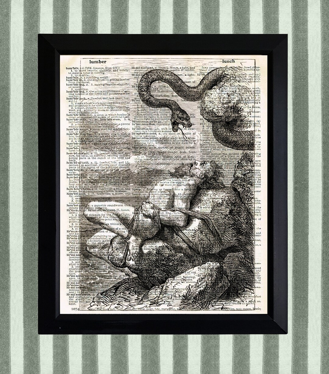 The Punishment of Loki 8x10 Art Print on Upcycled Vintage Dictionary ...
