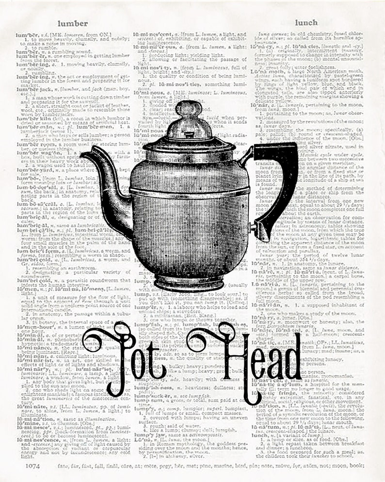 Victorian Tea Pot pot Head Wall Art Print Coffee - Etsy